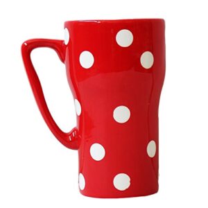 NEW COLORFUL POLKA DOTS Ceramic Travel Mug, 1-PIECE**YOUR CHOICE OF COLOR** By ACK (RED)