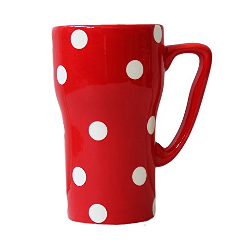 NEW COLORFUL POLKA DOTS Ceramic Travel Mug, 1-PIECE**YOUR CHOICE OF COLOR** By ACK (RED)