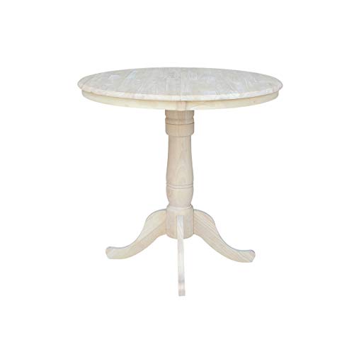 International Concepts 36-Inch Round Extension Counter Height Table with 12-Inch Leaf