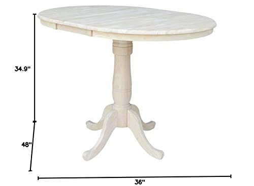 International Concepts 36-Inch Round Extension Counter Height Table with 12-Inch Leaf