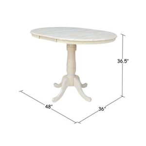 International Concepts 36-Inch Round Extension Counter Height Table with 12-Inch Leaf