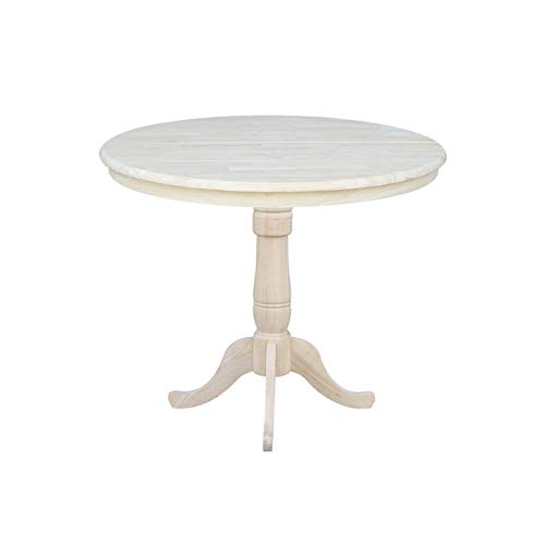 International Concepts 36-Inch Round Extension Counter Height Table with 12-Inch Leaf