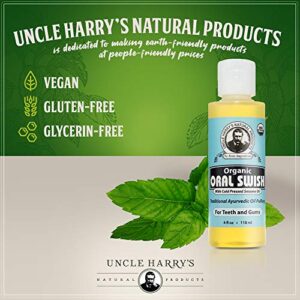 Uncle Harry's Oral Swish for Ayurvedic Oil Pulling | Sesame Oil, Oregano, & Clove | Whitening Mouthwash Treatment for Healthy Teeth & Gums (4 oz)