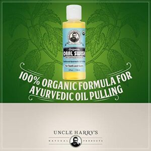 Uncle Harry's Oral Swish for Ayurvedic Oil Pulling | Sesame Oil, Oregano, & Clove | Whitening Mouthwash Treatment for Healthy Teeth & Gums (4 oz)