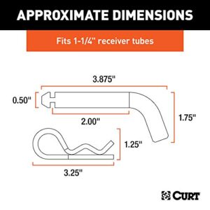 CURT 21403 Trailer Hitch Pin & Clip with Grooved Head, 1/2-Inch Diameter, Fits 1-1/4-Inch Receiver, Clear ZINC