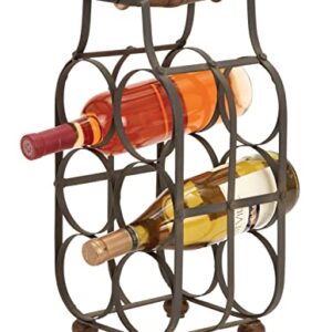 Deco 79 Metal Handled 6 Bottle Wine Rack, 8" x 7" x 16", Black