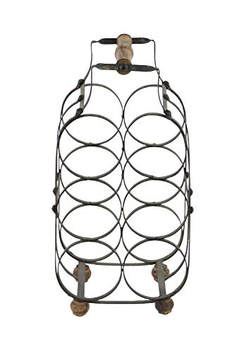 Deco 79 Metal Handled 6 Bottle Wine Rack, 8" x 7" x 16", Black