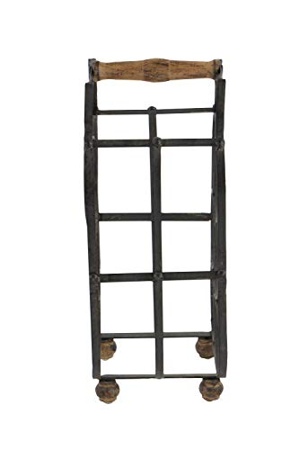 Deco 79 Metal Handled 6 Bottle Wine Rack, 8" x 7" x 16", Black