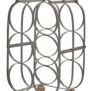 Deco 79 Metal Handled 6 Bottle Wine Rack, 8" x 7" x 16", Black