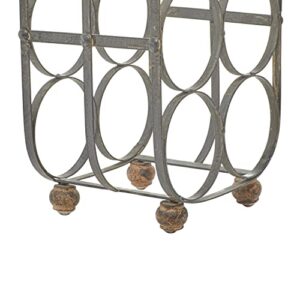 Deco 79 Metal Handled 6 Bottle Wine Rack, 8" x 7" x 16", Black