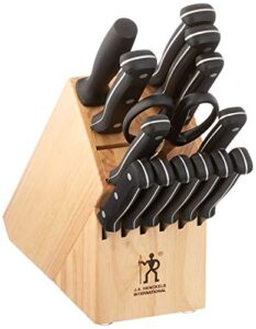 henckels fine edge pro knife block set, 15-pc, light brown