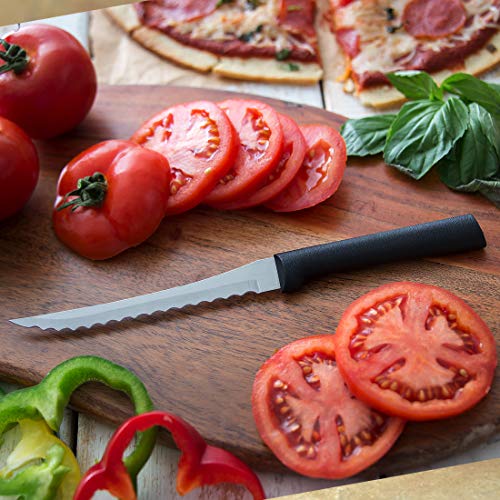 RADA Cutlery Tomato Slicing Knife Stainless Steel Blade Made in USA, 8-7/8 Inches, 6-Pack, Black Handle