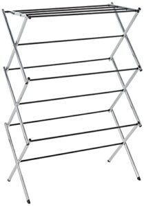 amazon basics foldable laundry rack for air drying clothing - 41.8" x 29.5" x 14.5", chrome