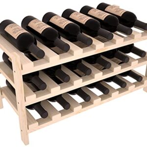 Wine Racks America Living Series Stackable Wine Rack - Durable and Modular Wine Storage System, Pine Unstained - Holds 18 Bottles