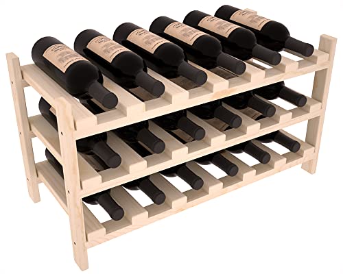 Wine Racks America Living Series Stackable Wine Rack - Durable and Modular Wine Storage System, Pine Unstained - Holds 18 Bottles