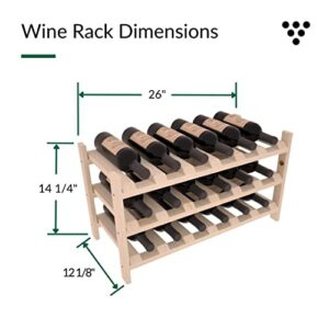 Wine Racks America Living Series Stackable Wine Rack - Durable and Modular Wine Storage System, Pine Unstained - Holds 18 Bottles