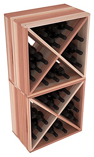 Wine Racks America Living Series Cube Wine Rack - Durable and Modular Wine Storage System, Redwood Unstained - Holds 48 Bottles