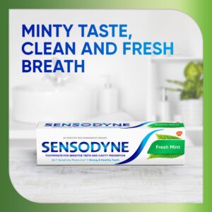 Sensodyne Fresh Mint Sensitive Toothpaste, ADA Accepted Toothpaste for Cavity Prevention and Sensitive Teeth Treatment - 4 Ounces (Pack of 2)