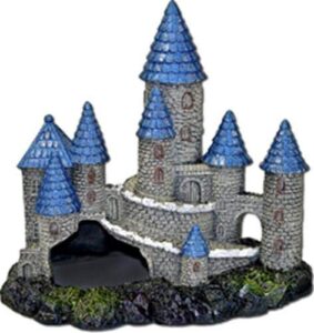 blue ribbon pet products 030157016548 exotic environments blue spire castle blue/gray