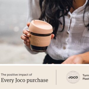 JOCO Cup 12oz - Eco-innovative Borosilicate Glass Reusable Classic Cup - Travel Mug with Silicone Lid Compatible Roll Straw (Black)