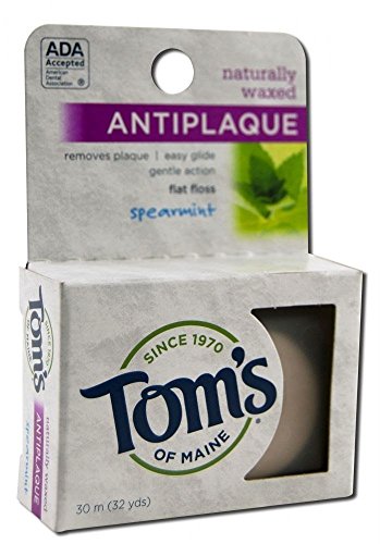 Tom's of Maine Naturally Waxed Anti-Plaque Flat Floss Spearmint 32 Yards (Pack of 3)3