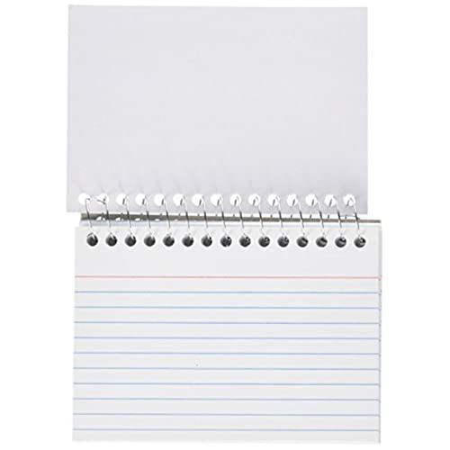 Spiral Bound 3 Inch X 5 Inch Ruled White Index Card - 50 Ct. (Pack of 6)