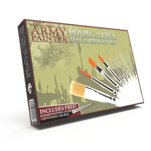 the army painter mega brush set - miniature small paint brush set with 10 acrylic paint brushes - kolinsky masterclass sable hair model & fine detail paintbrush for watercolor oil painting miniatures