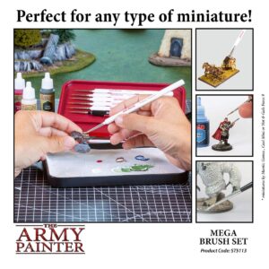 The Army Painter Mega Brush Set - Miniature Small Paint Brush Set with 10 Acrylic Paint Brushes - Kolinsky Masterclass Sable Hair Model & Fine Detail Paintbrush for Watercolor Oil Painting Miniatures