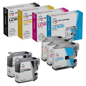 ld compatible ink cartridge replacement for brother lc103 high yield (2 black, 1 cyan, 1 magenta, 1 yellow, 5-pack)