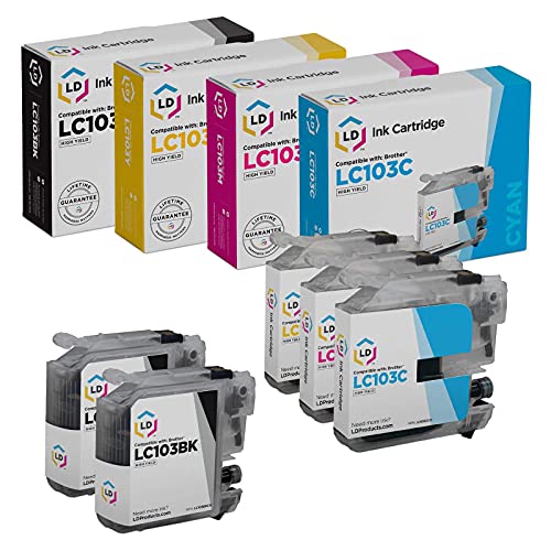 LD Compatible Ink Cartridge Replacement for Brother LC103 High Yield (2 Black, 1 Cyan, 1 Magenta, 1 Yellow, 5-Pack)