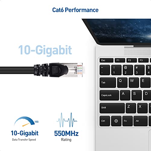 Cable Matters 10Gbps Snagless Long Shielded Cat6A Ethernet Cable 50 ft (SSTP, SFTP Shielded Ethernet Cable, Shielded Cat6 Cable, Cat 6 Shielded Network Cable) in Black