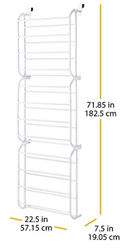 Whitmor Over The Door Shoe Rack, 36 Pair, White