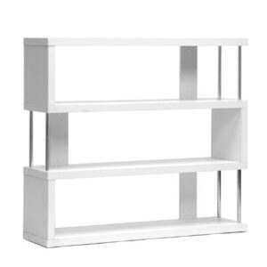 baxton studio barnes 3-shelf modern bookcase, white