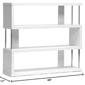 Baxton Studio Barnes 3-Shelf Modern Bookcase, White