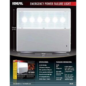 Ideal Security Rechargeable Built-in Battery Operated Emergency Light, White (200 Lumens), Single