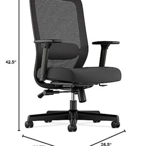 HON Exposure Mesh Task Computer Chair with 2-Way Adjustable Arms for Office Desk, Black (HVL721), Back