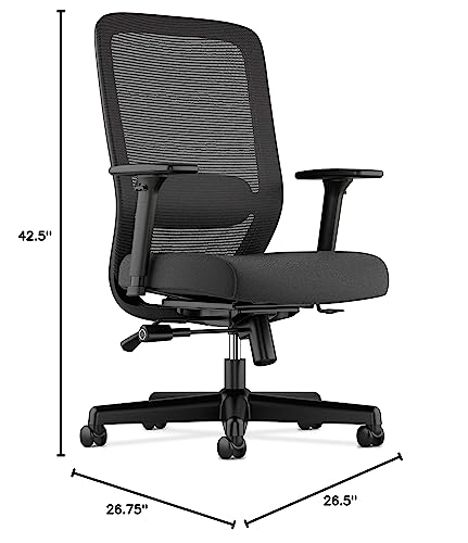 HON Exposure Mesh Task Computer Chair with 2-Way Adjustable Arms for Office Desk, Black (HVL721), Back