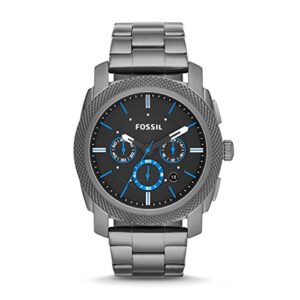 fossil men's machine quartz stainless steel chronograph watch, color: smoke (model: fs4931)