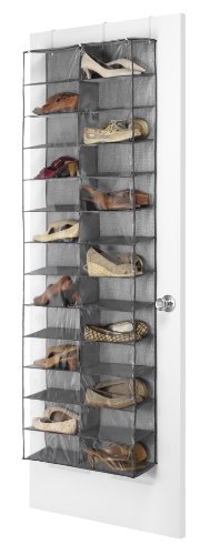 Whitmor Over The Door Shoe Shelves - 26 Sections - Crosshatch Gray