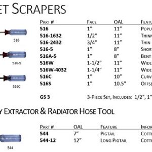 Wilde Tool 516.NP/CC 11" Gasket Scraper-1" Face