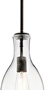 Kichler Everly 13.75" 1 Light Hour Glass Pendant Clear Glass Olde Bronze®