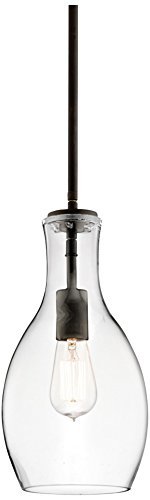 Kichler Everly 13.75" 1 Light Hour Glass Pendant Clear Glass Olde Bronze®