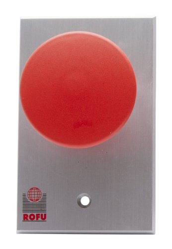 Rofu 9600 US28 Mushroom Exit SPST Switches, Normally Open, Momentary, Aluminium, Standard Plate 3" x 4 3/4"