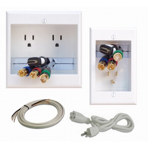 PowerBridge TWO-PRO-6 Dual Power Outlet Professional Grade Recessed In-Wall Cable Management System for Wall-Mounted Flat Screen LED, LCD, and Plasma TV’s