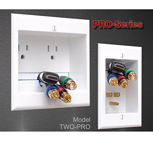 PowerBridge TWO-PRO-6 Dual Power Outlet Professional Grade Recessed In-Wall Cable Management System for Wall-Mounted Flat Screen LED, LCD, and Plasma TV’s