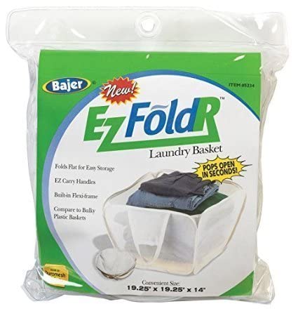 Bajer Laundry Basket 19-1/4" X 19-1/4" X 14" Duramesh Nylon White Bagged