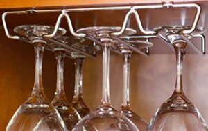 decobros under cabinet wine glass stemware rack holder, chrome