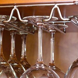 DecoBros Under Cabinet Wine Glass Stemware Rack Holder, Chrome