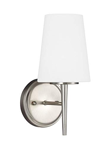 Sea Gull Lighting 4140401-962 Driscoll One Light Wall / Bath Sconce Vanity Style Lights, Brushed Nickel Finish