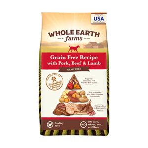 whole earth farms grain free recipe dry dog food, pork, beef & lamb, 25-pound